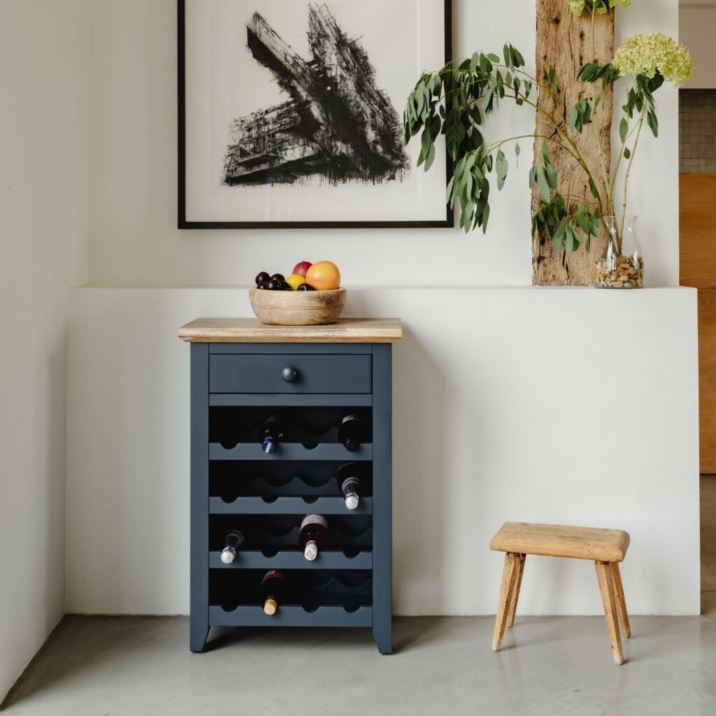 Florence Wine Rack with Drawer - Navy Blue | furniture.co.uk