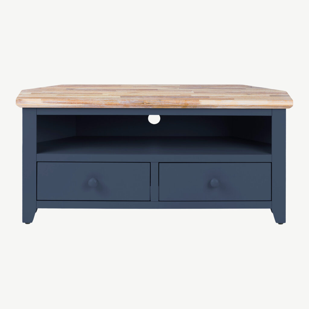 Florence Navy Blue corner TV unit | furniture.co.uk