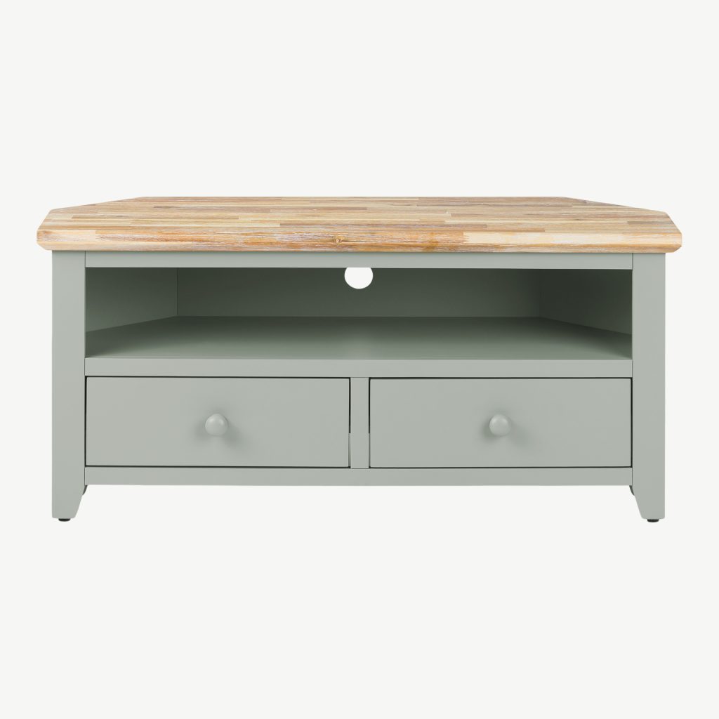 Florence Sage Green corner TV unit | Bedroom Furniture Direct