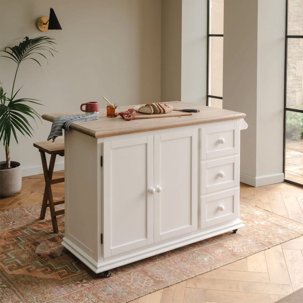 Shire White Wooden Kitchen Island | furniture.co.uk