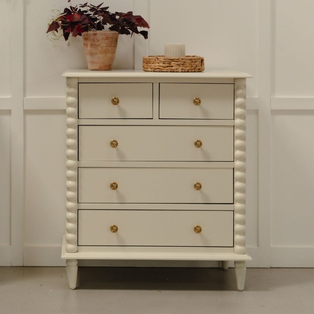 Cromwell 2 Over 3 Chest of Drawers in Linen - Furniture.co.uk